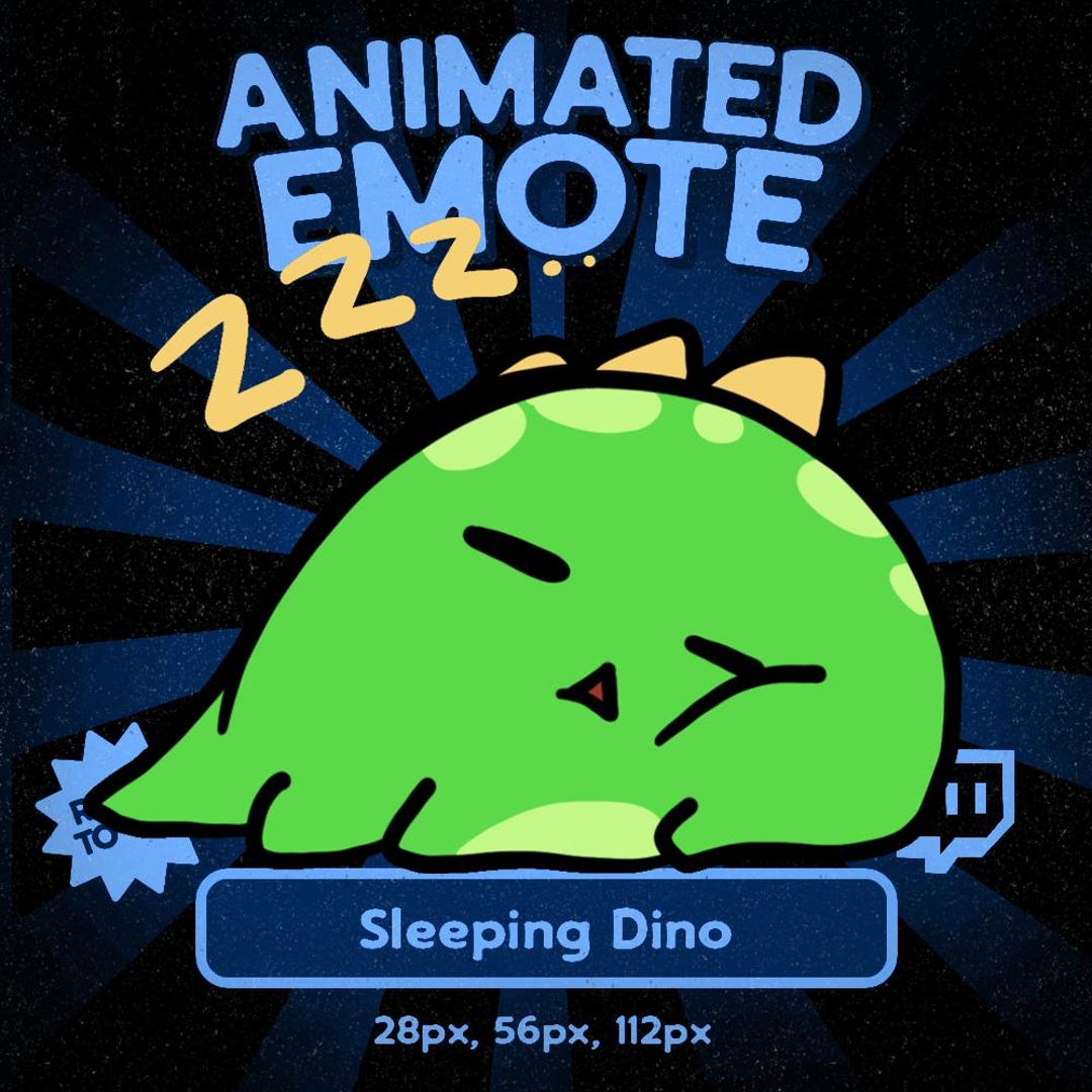 Kawaii Sleeping Dino Animated Emote for Twitch and Discord, Cute Tired ...