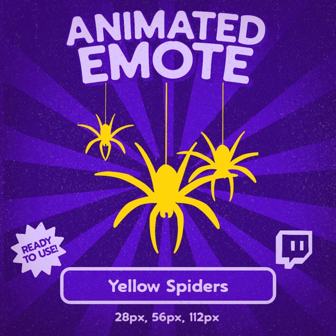 Kawaii Halloween Yellow Spiders Twitch Emote – Animated Emote for ...