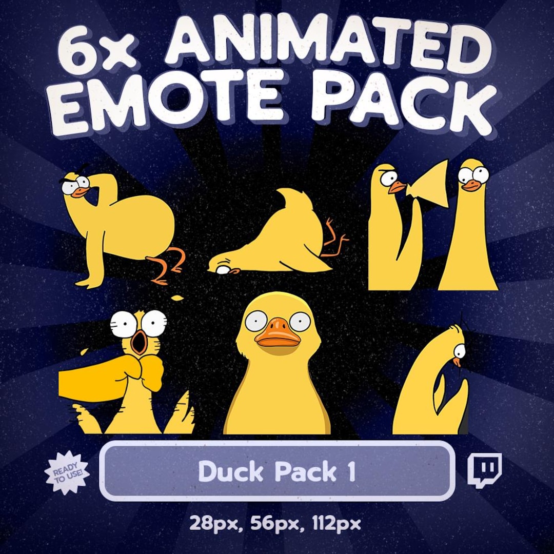 Kawaii Duck Emote Pack Animated for Twitch and Discord, Funny Duck Meme ...