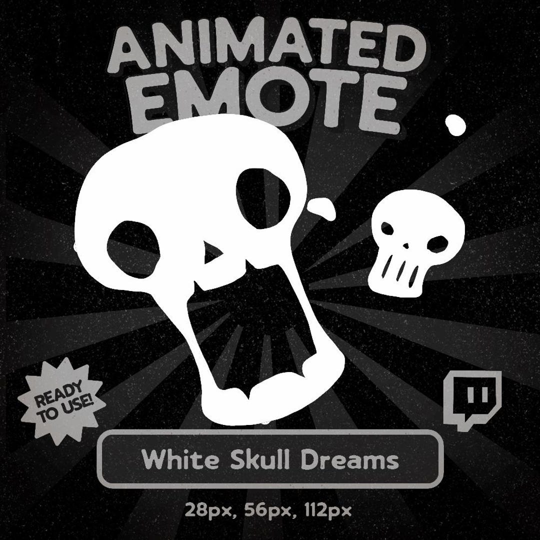White Skull Animated Emote for Twitch and Discord, Creepy Halloween ...