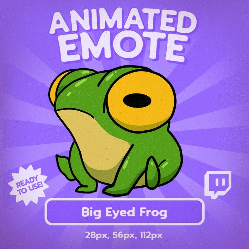 Kawaii Frog GIF Emote: Big Eyed Animated Streamer Emote (digital ...