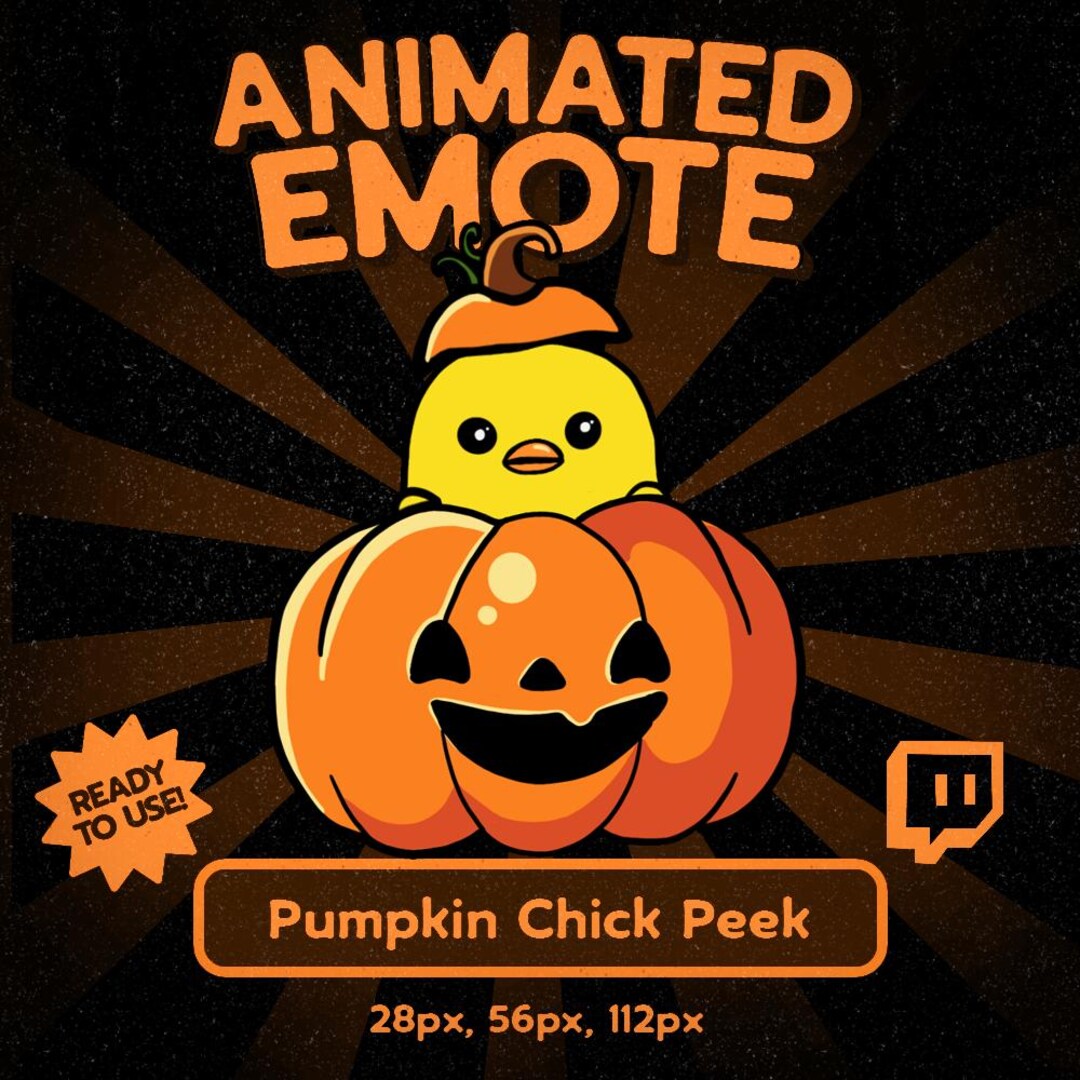Kawaii Pumpkin Chick Peek Animated Emote for Twitch and Discord, Cute ...