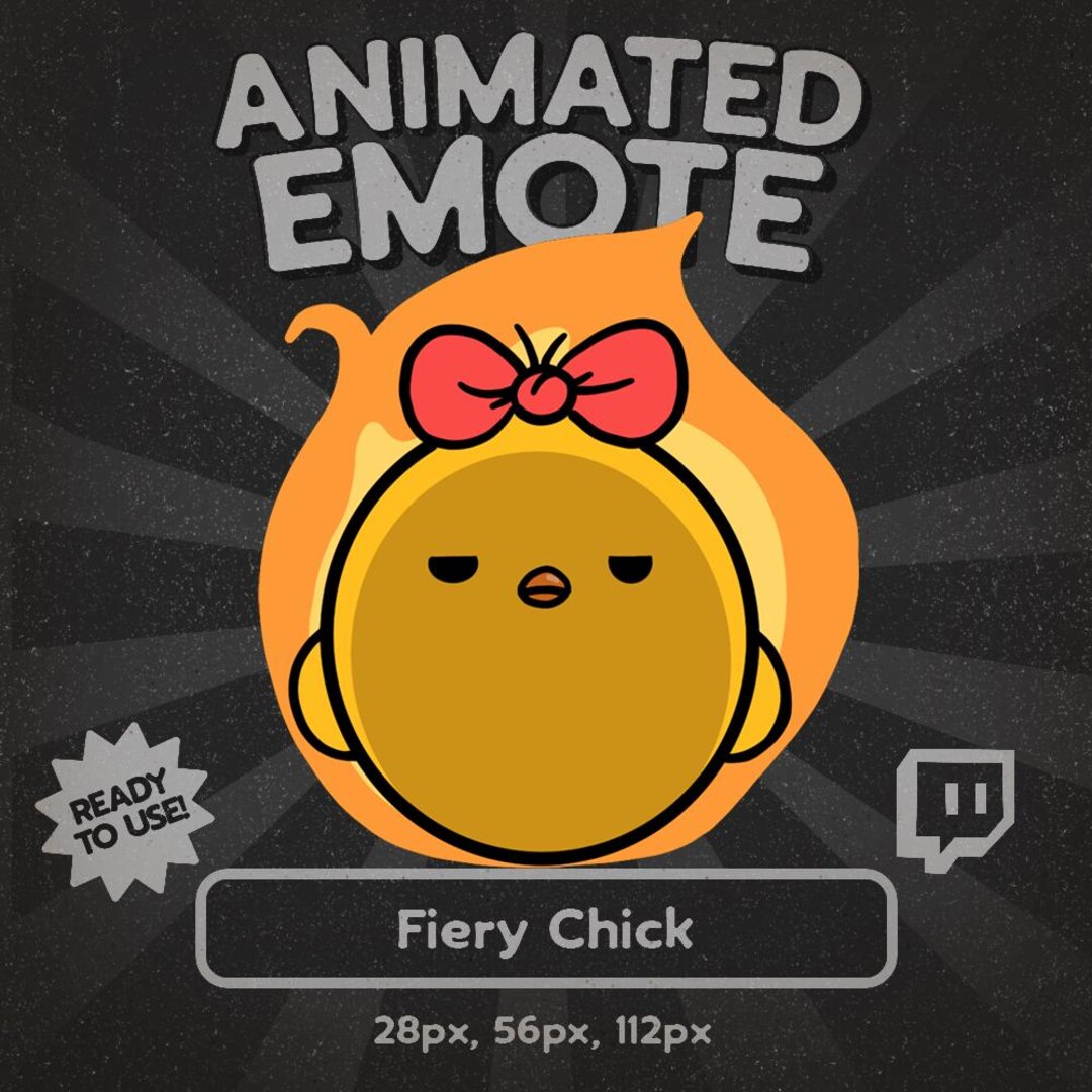 Kawaii Fiery Chick Animated Twitch Emote – Cute Angry Flame Bird Emote ...
