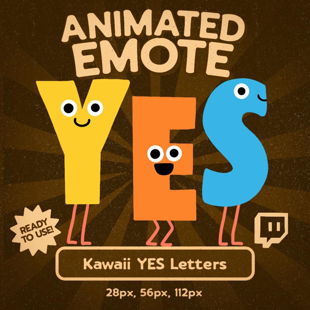Kawaii YES Letters Animated Emote for Twitch and Discord, Fun Positive ...