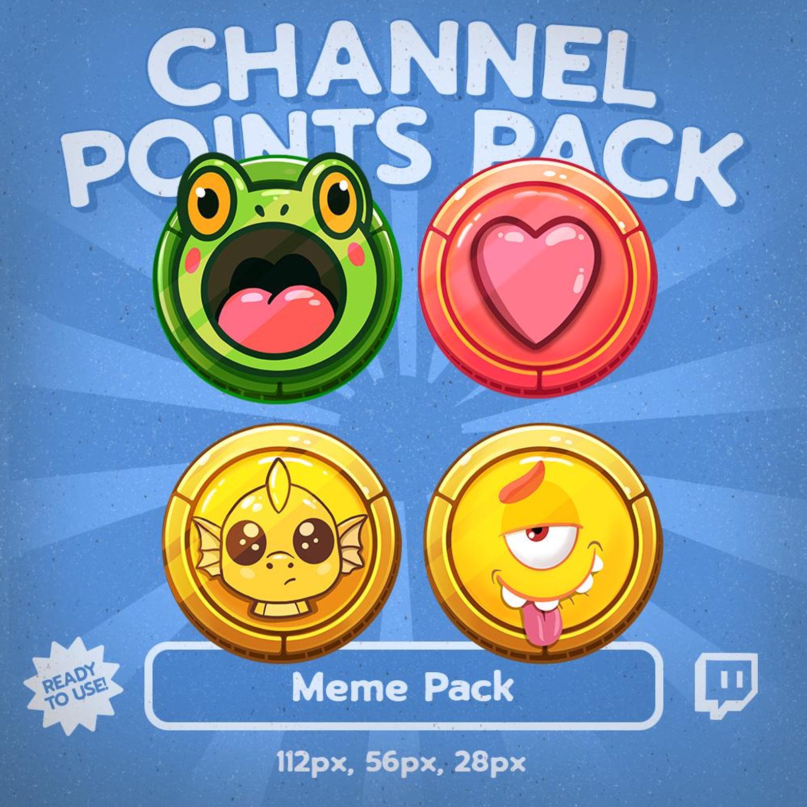 4 Funny Meme Channel Points Pack | Frog, Heart, Fish & Derp Face Twitch ...