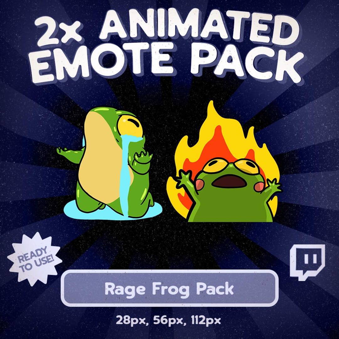 Kawaii Rage Frog Animated Emote Pack for Twitch and Discord, Funny ...