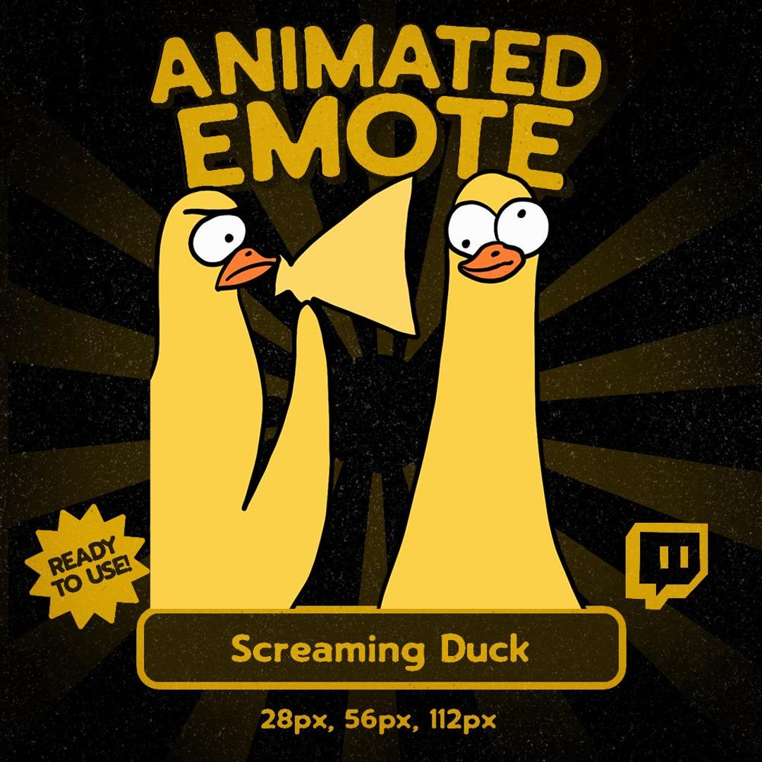 Kawaii Screaming Duck Animated Emote for Twitch and Discord, Funny Loud ...