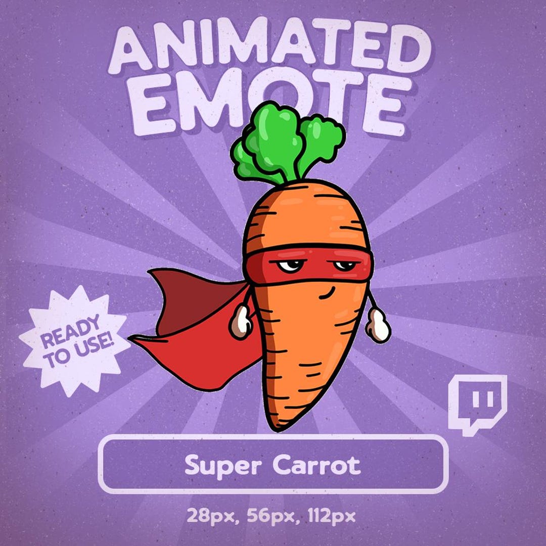 Funny Animated Carrot Emote: Hero Veggie GIF for Twitch/discord ...