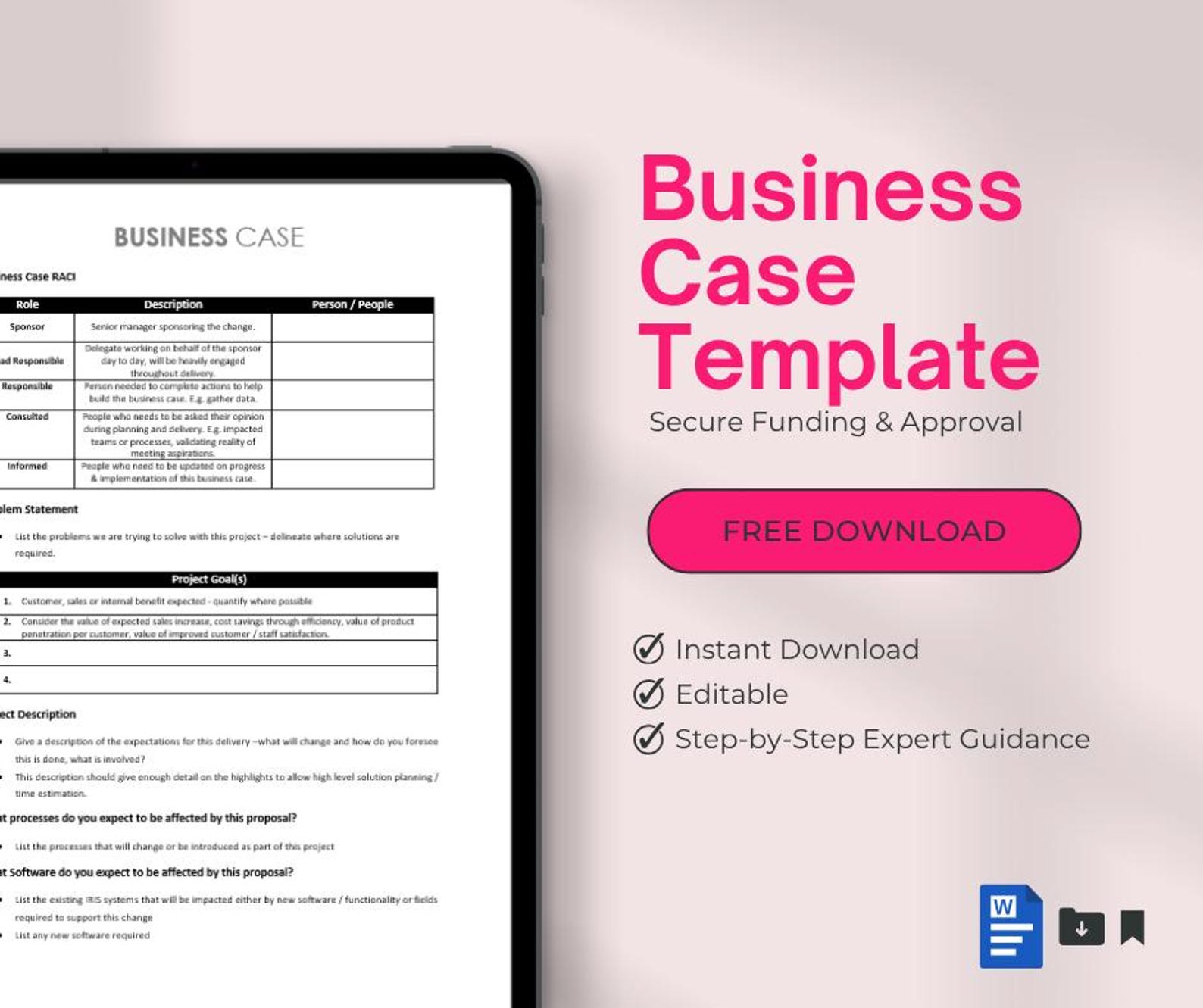 Business Case Template Word Document | Project Proposal | Strategic ...