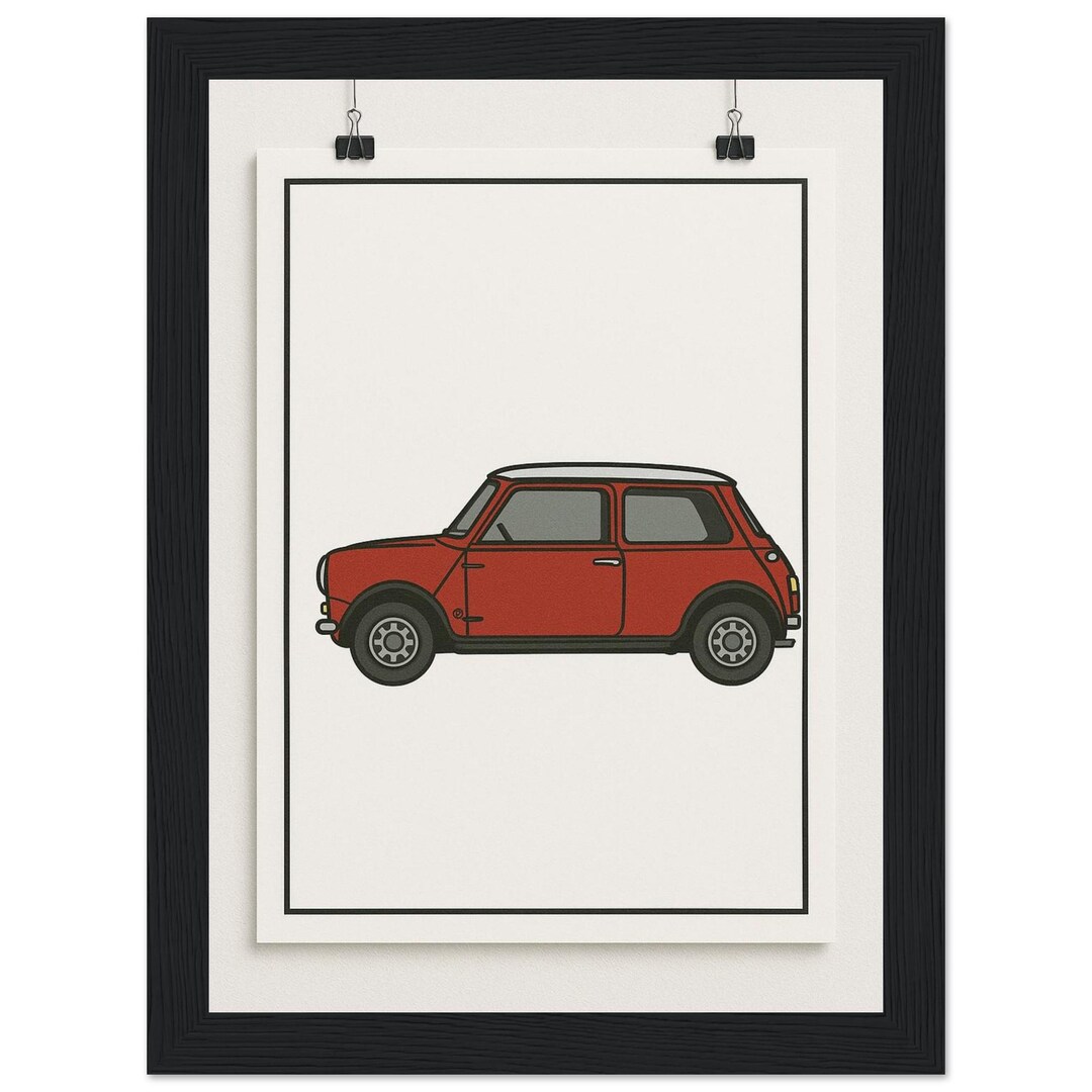 Minimalist Red Rover Mini Cooper S Side Profile Art Print – Modern ...