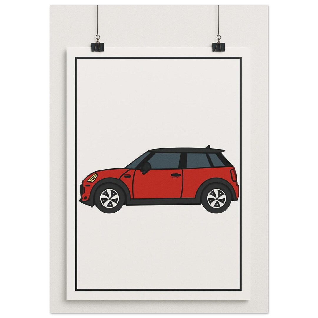 Minimalist Red Mini Cooper S Side Profile Art Print – Modern Framed ...