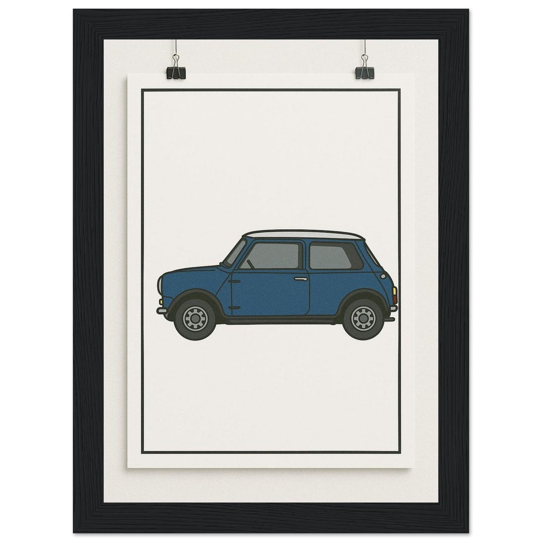Minimalist Blue Rover Mini Cooper S Side Profile Art Print – Modern ...