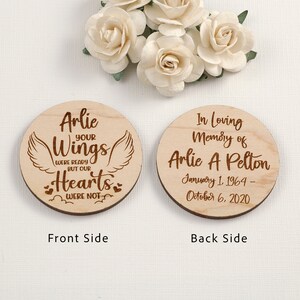 Funeral Favors, Personalized 2 Inch Round Wood Tokens for Celebration ...