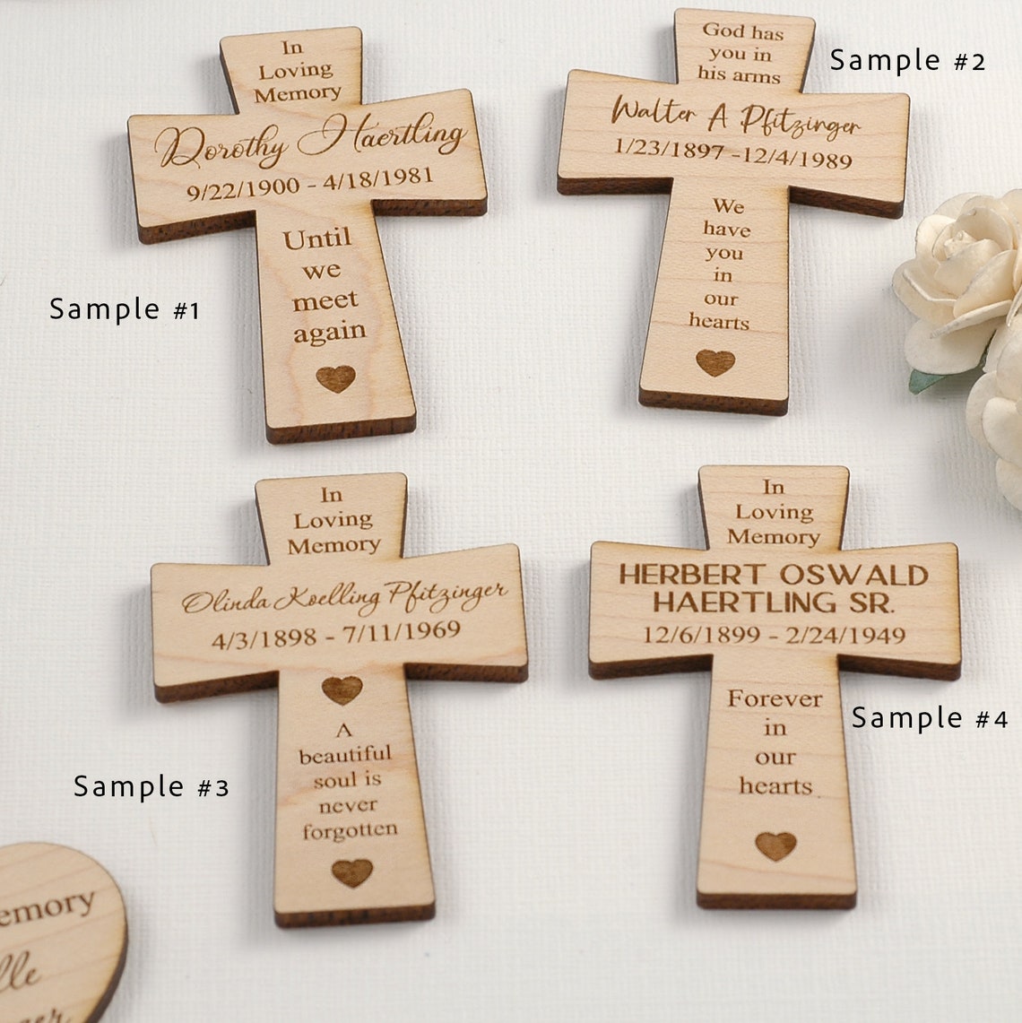 Funeral Favors, Personalized 2.5 Inch Cross Wood Tokens for Celebration ...