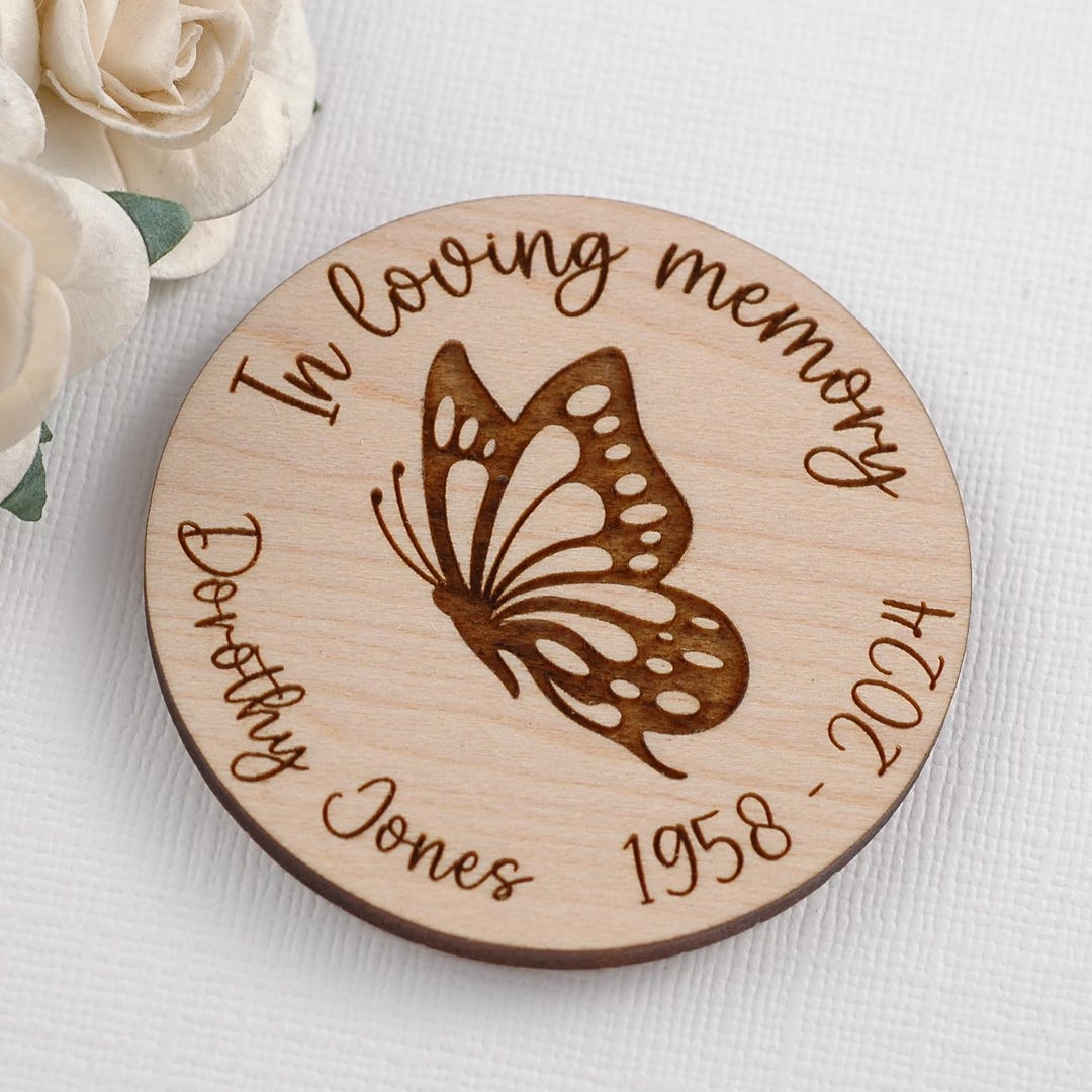 Funeral Favors, Personalized 2 Inch Round Wood Tokens for Celebration ...