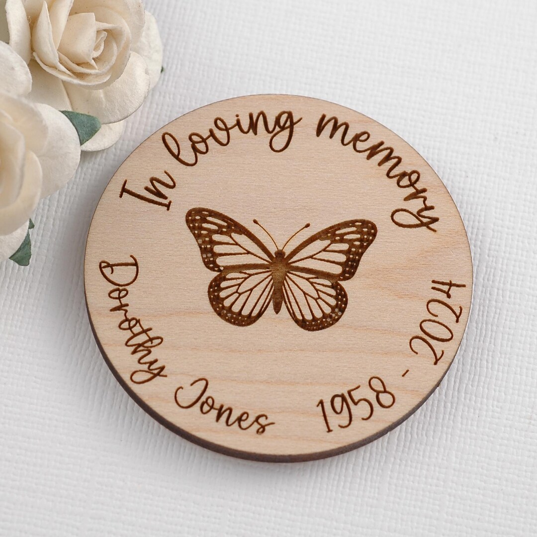 Funeral Favors, Personalized 2 Inch Round Wood Tokens for Celebration ...
