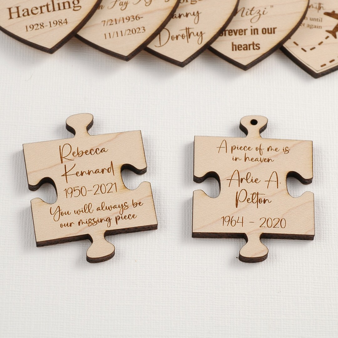 Funeral Favors, Personalized 2 Inch Puzzle Piece Wood Tokens for ...