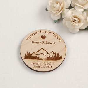 Funeral Favors, Personalized 2 Inch Round Wood Tokens for Celebration ...