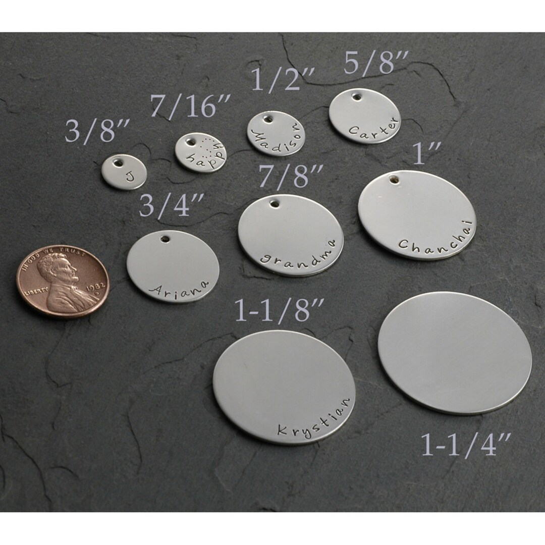 Personalized Sterling Silver Disc - Choose Your Size - Etsy