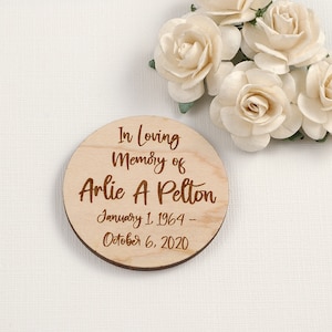 Funeral Favors, Personalized 2 Inch Round Wood Tokens for Celebration ...