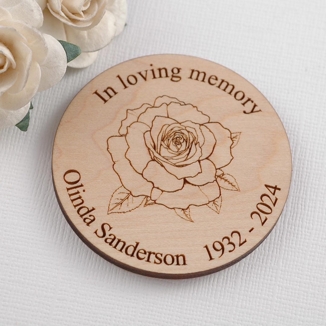 Funeral Favors, Personalized 2 Inch Round Wood Tokens for Celebration ...