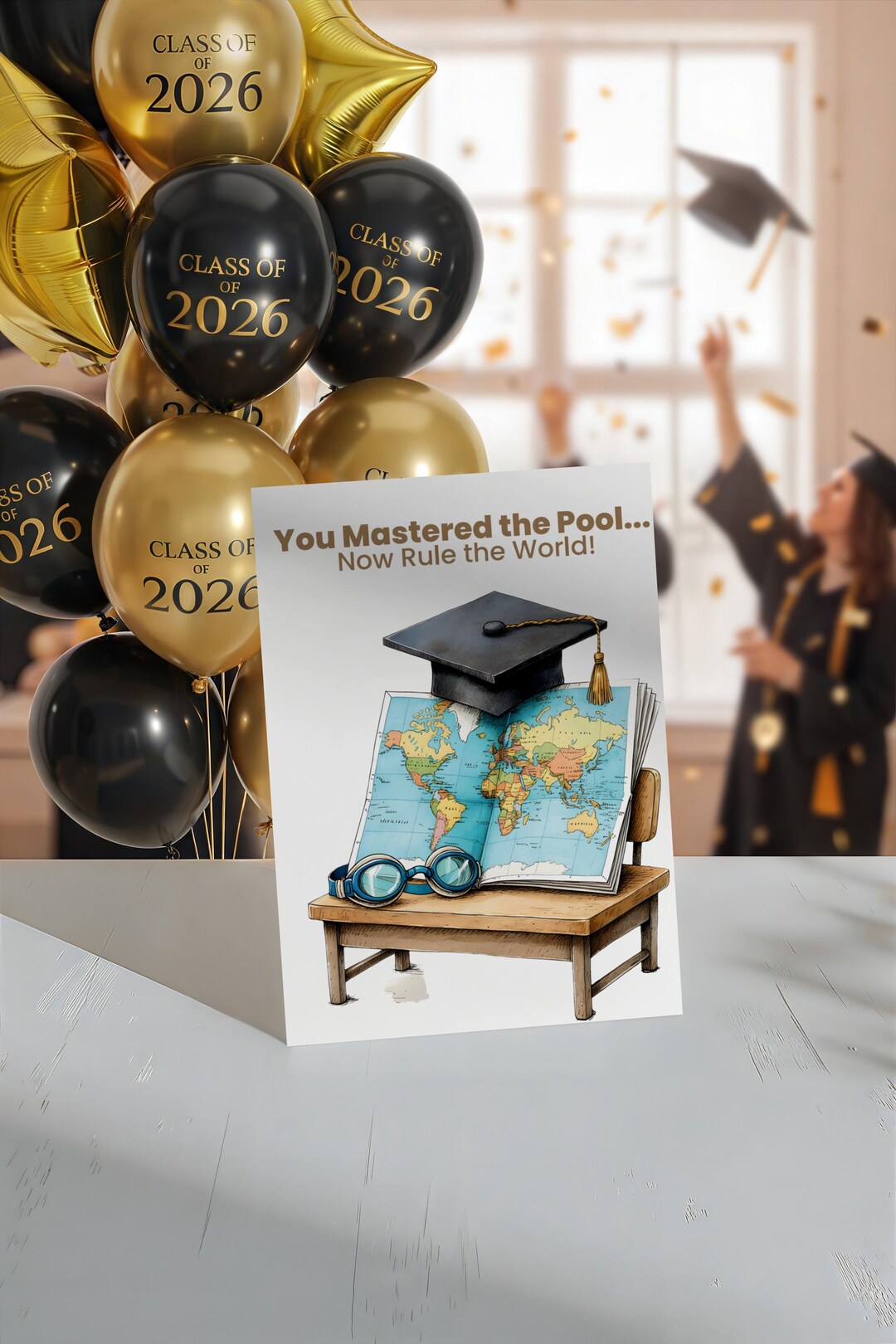 Swimmer Graduation Printable Card 5x7 | You Mastered the Pool - Etsy