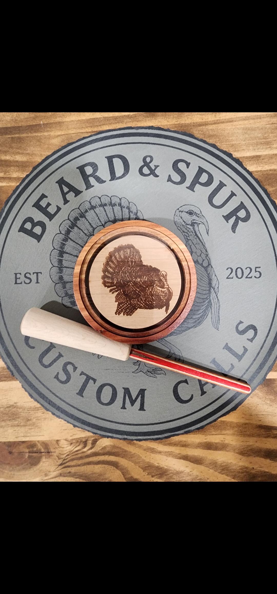 Red Cedar Turkey Pot Call. Glass Over Engraved Cherry Wood Soundboard ...