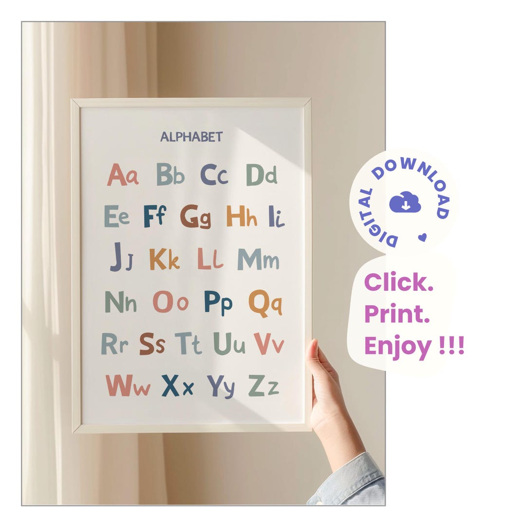 Pastel Alphabet Poster – Hand-drawn Upper & Lowercase Letters With ...