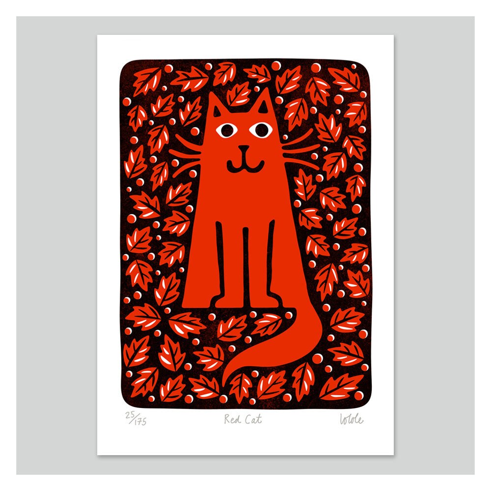 Red Cat by Lo Cole - Limited Edition Print - Etsy