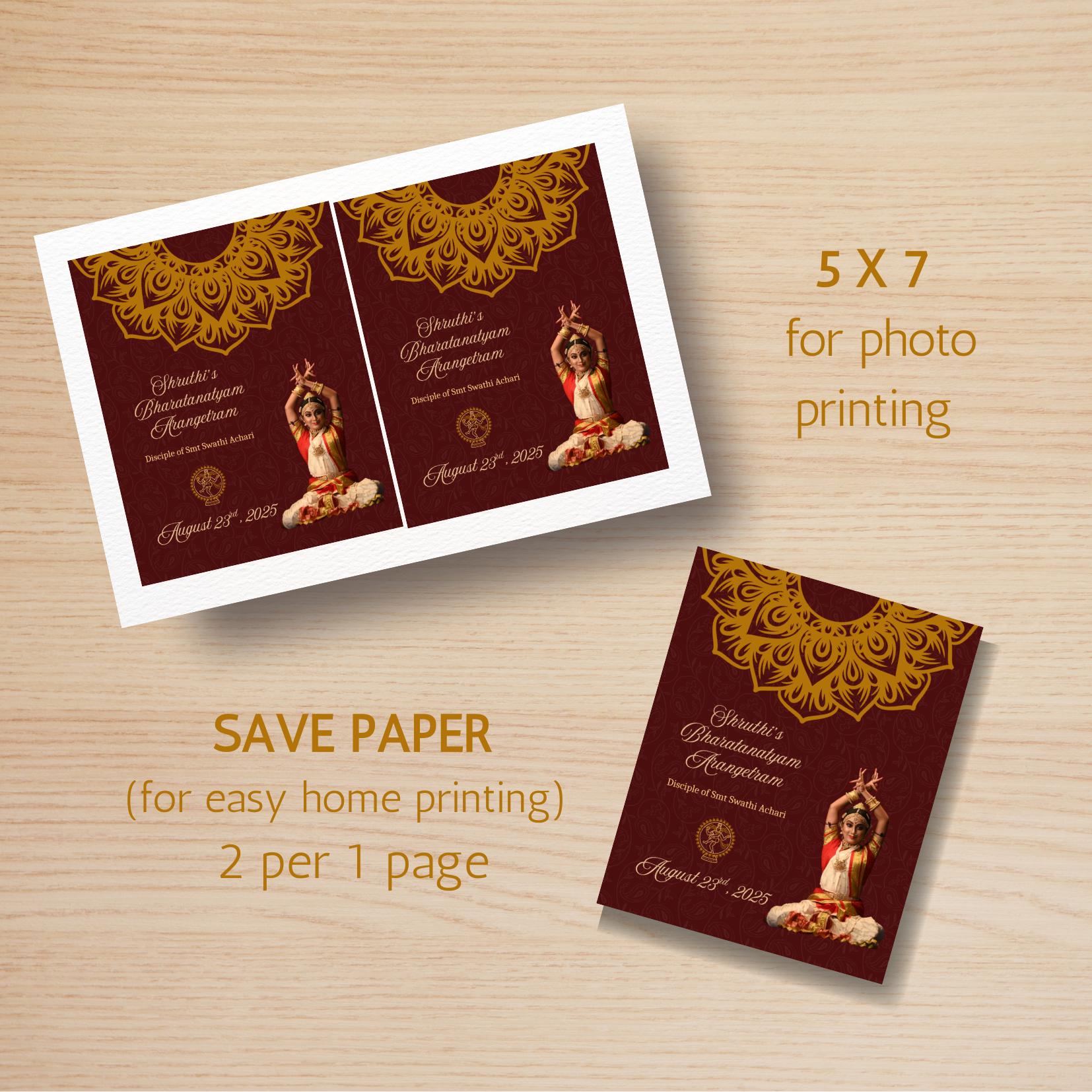 Arangetram Invitation Template, Printable Bharatanatyam Digital Invite ...