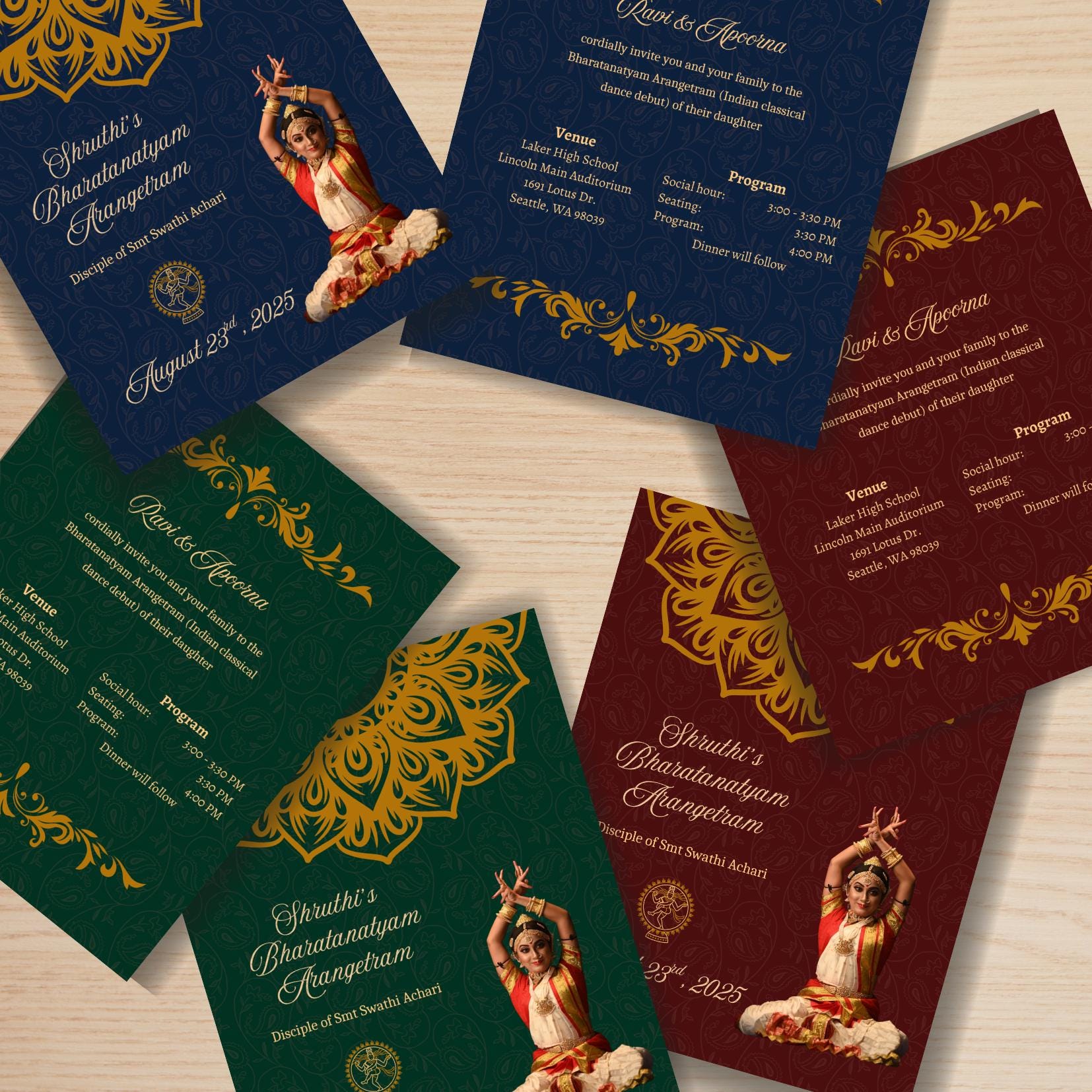 Arangetram Invitation Template, Printable Bharatanatyam Digital Invite ...