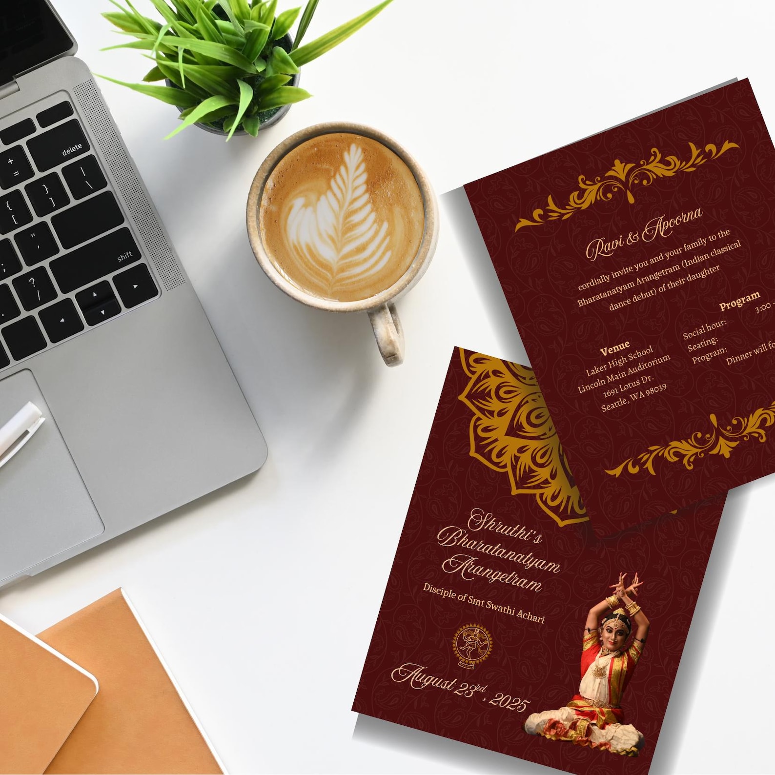 Arangetram Invitation Template, Printable Bharatanatyam Digital Invite ...