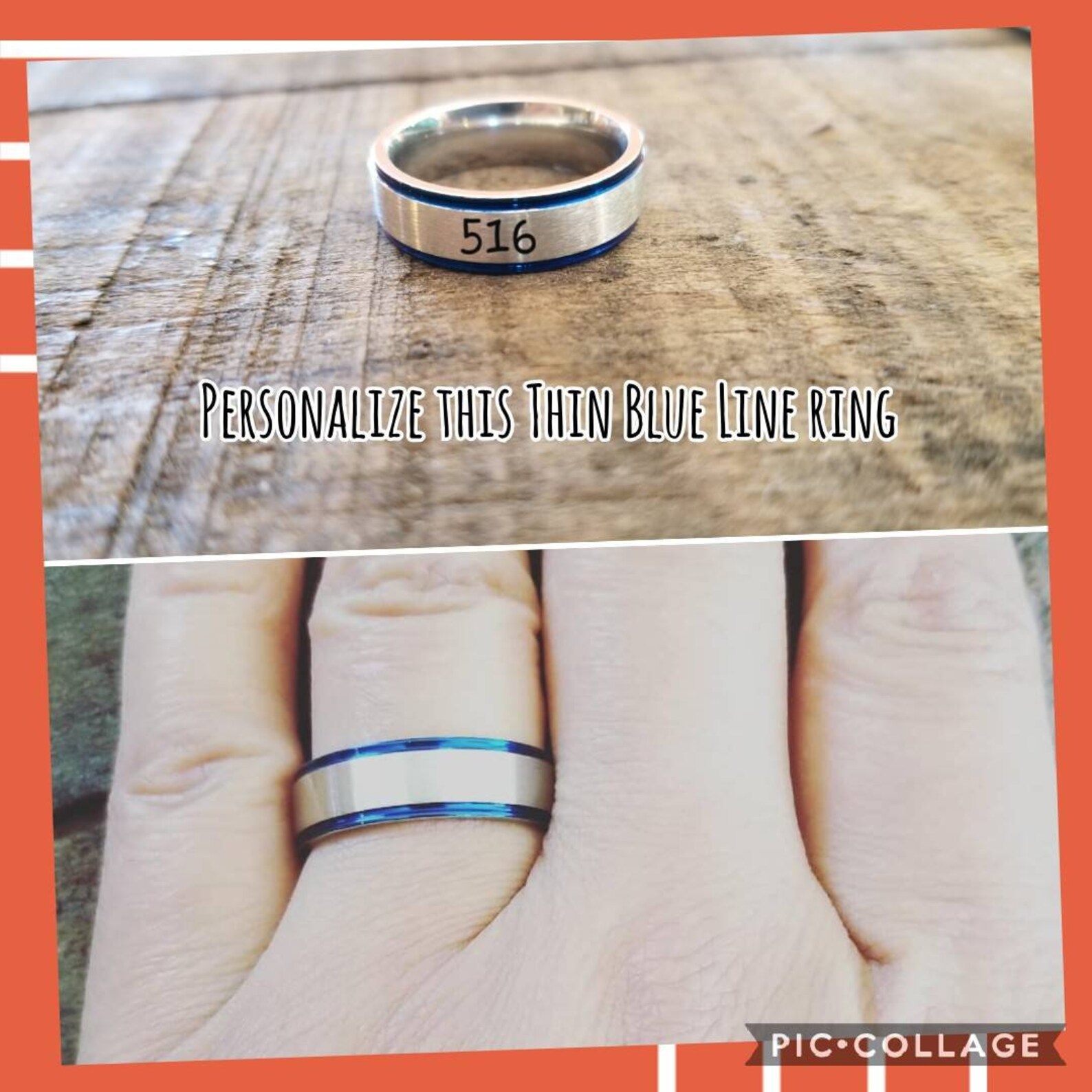 Thin Blue Line Blue Line Ring Police Wife Ring Personalized - Etsy