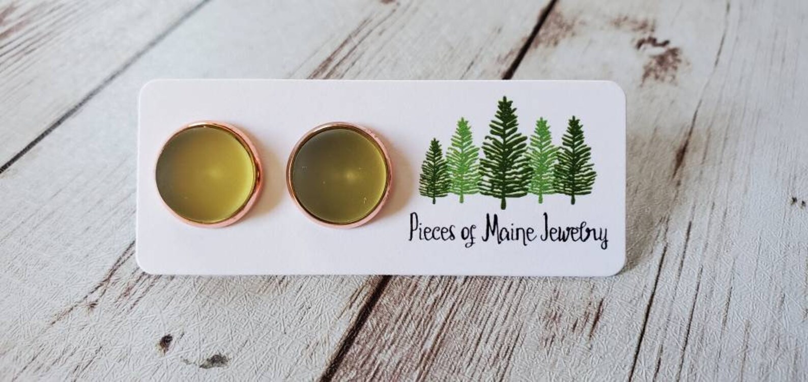 Rose Gold Beach Glass Earrings Maine Jewelry Sea Jewelry - Etsy