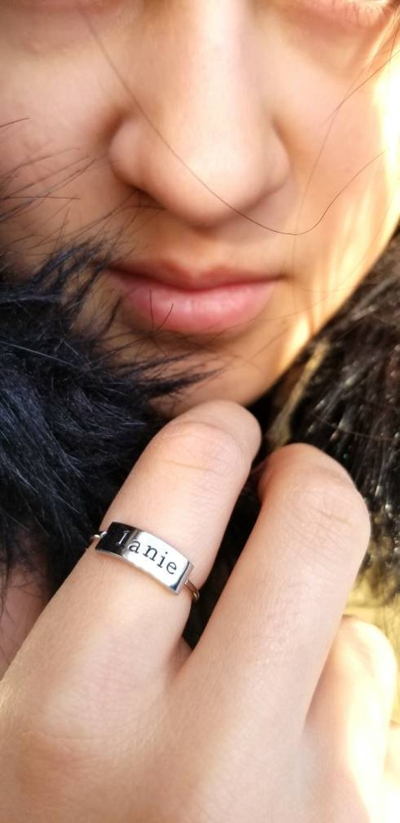 Personalized bar ring stamped name ring personalized ring | Etsy