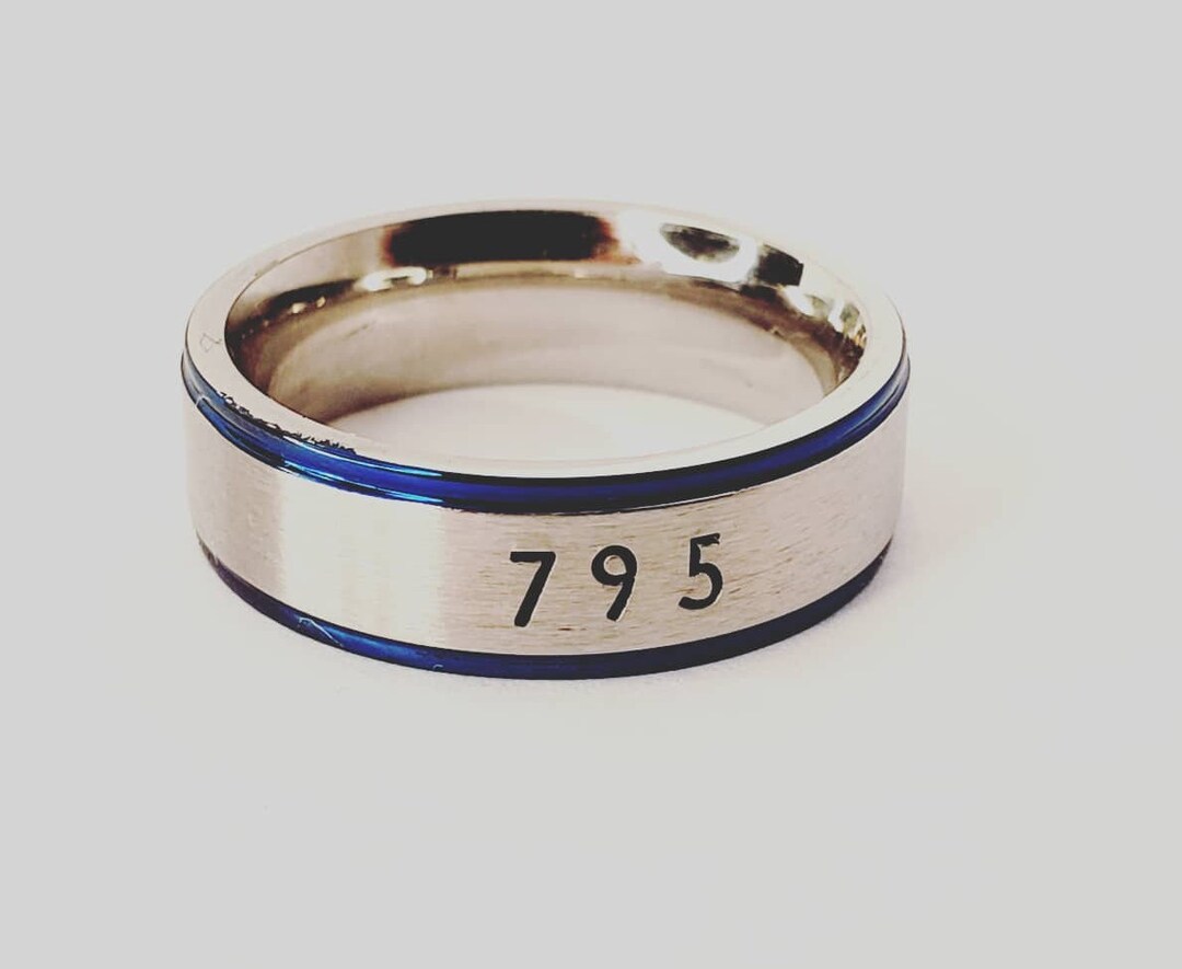 Thin Blue Line, Blue Line Ring, Police Wife Ring, Personalized Law ...