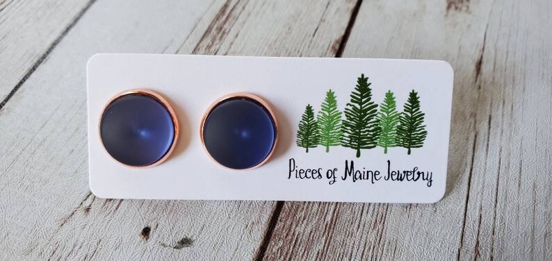 Rose Gold Beach Glass Earrings Maine Jewelry Sea Jewelry - Etsy