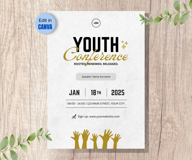 Canva Youth Conference Flyer Template | Youth Group Invitation ...