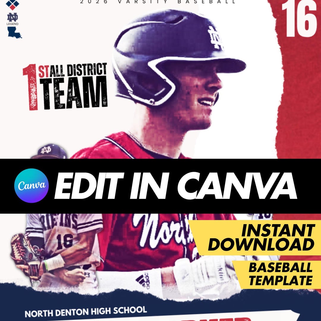 Editable Baseball Canva Template, Player Spotlight Graphic (instant ...