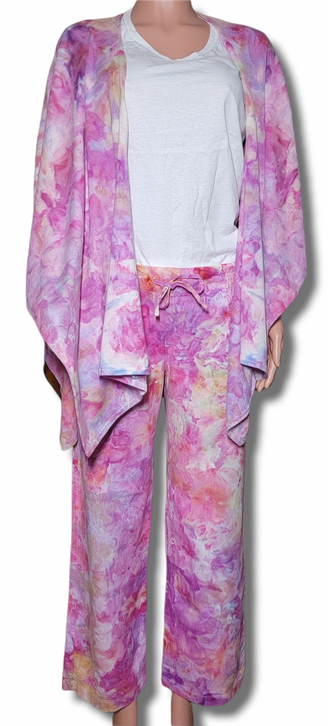 Small Women's Ice Dyed Light Weight Linen/rayon Pants With Matching ...