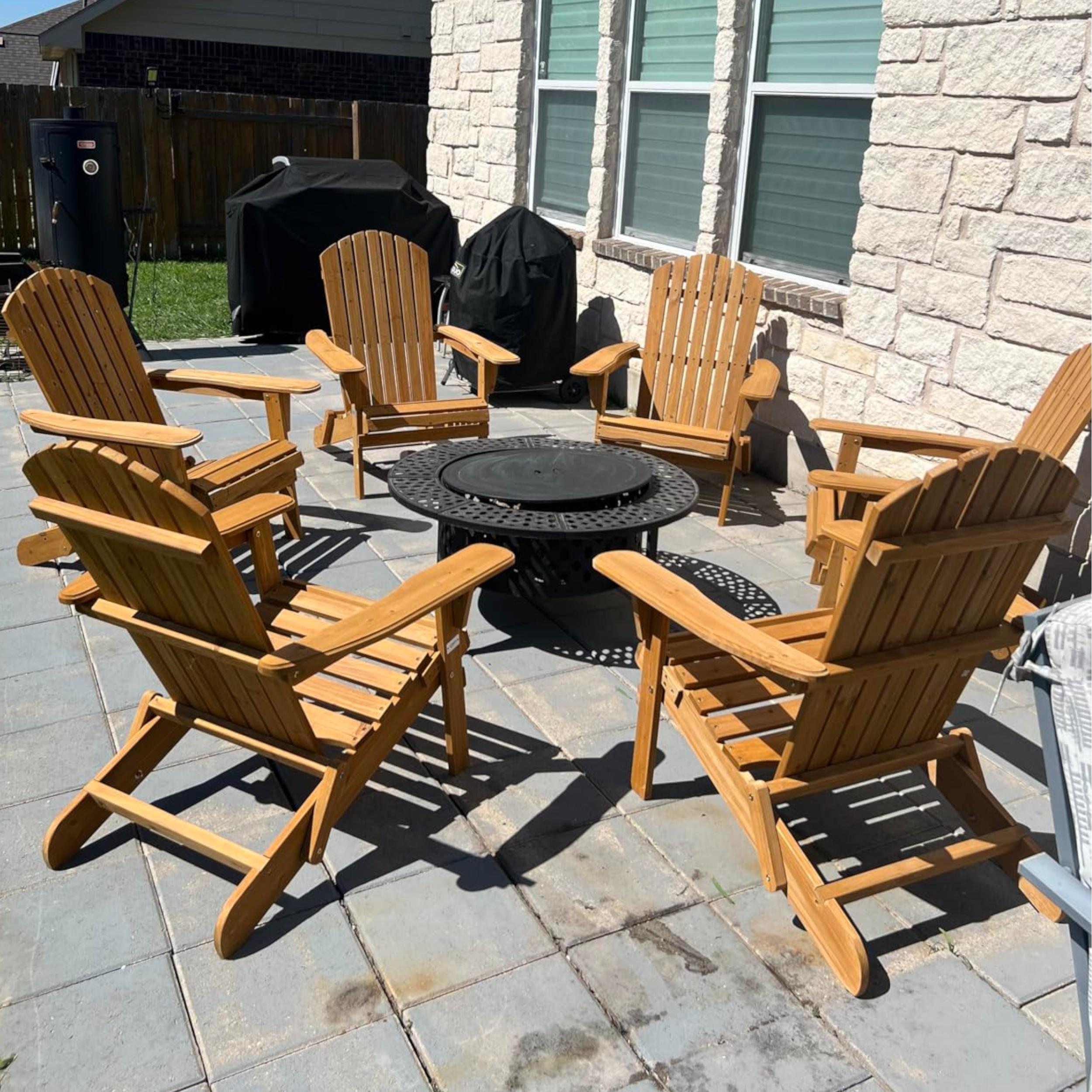 Wooden Folding Adirondack Chairs, All-weather Outdoor Lounge Chairs for ...