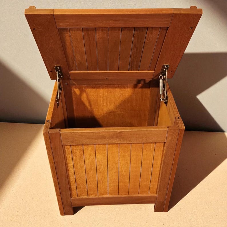 Acacia Wood Outdoor Storage Box: Waterproof Garden Bench With Lid - Etsy