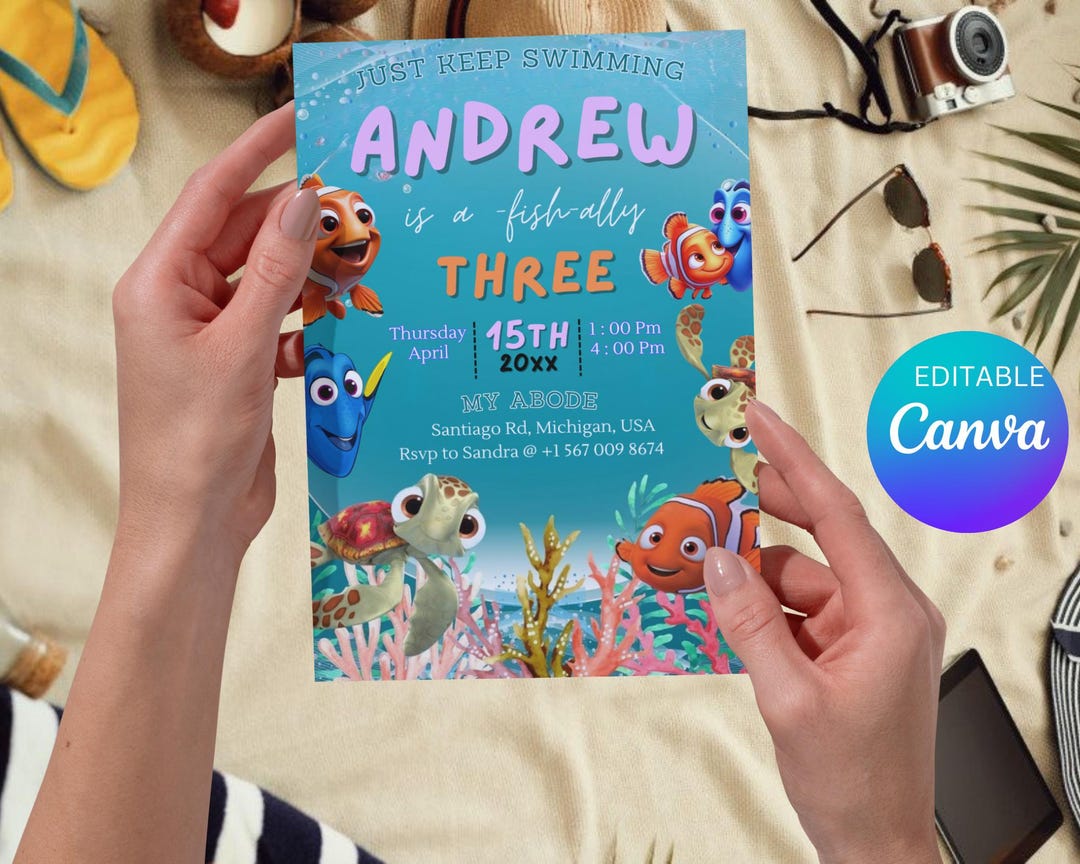 Editable Finding Nemo Birthday Invitation| Finding Dory Birthday ...