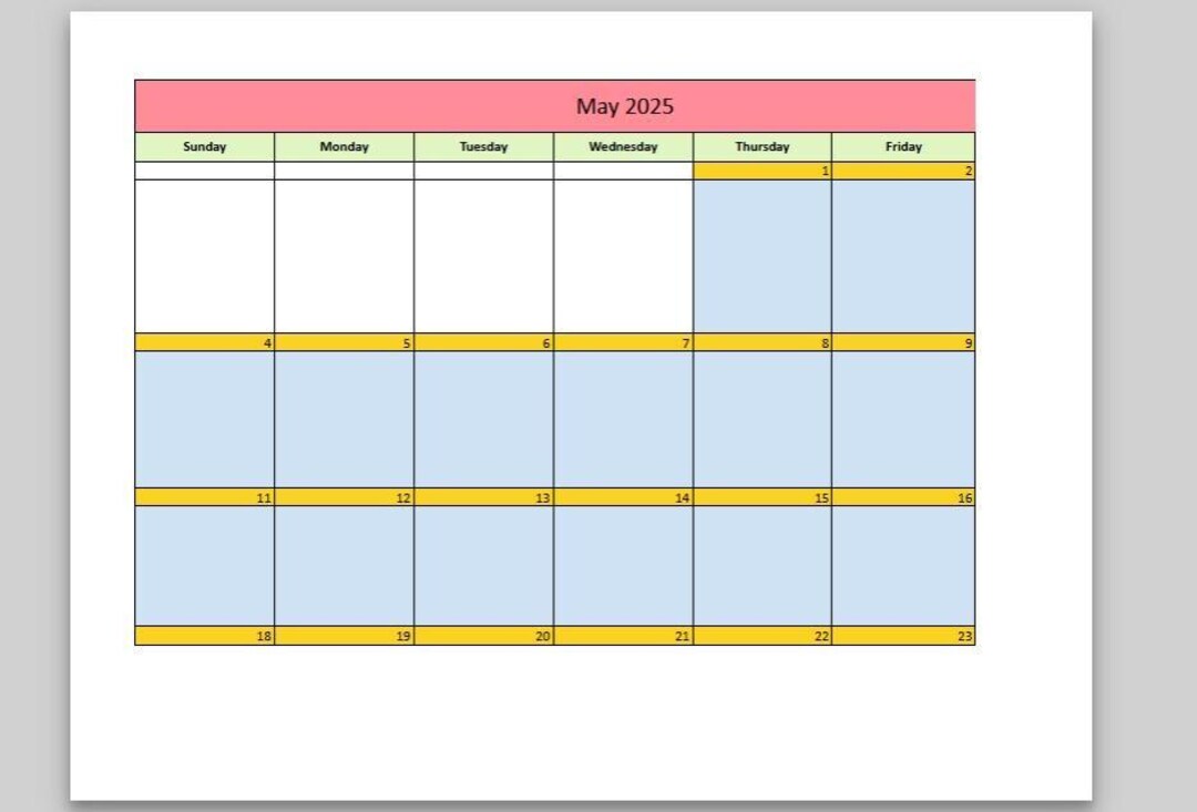 Editable Excel Calendar Template, Printable Digital Planner ...