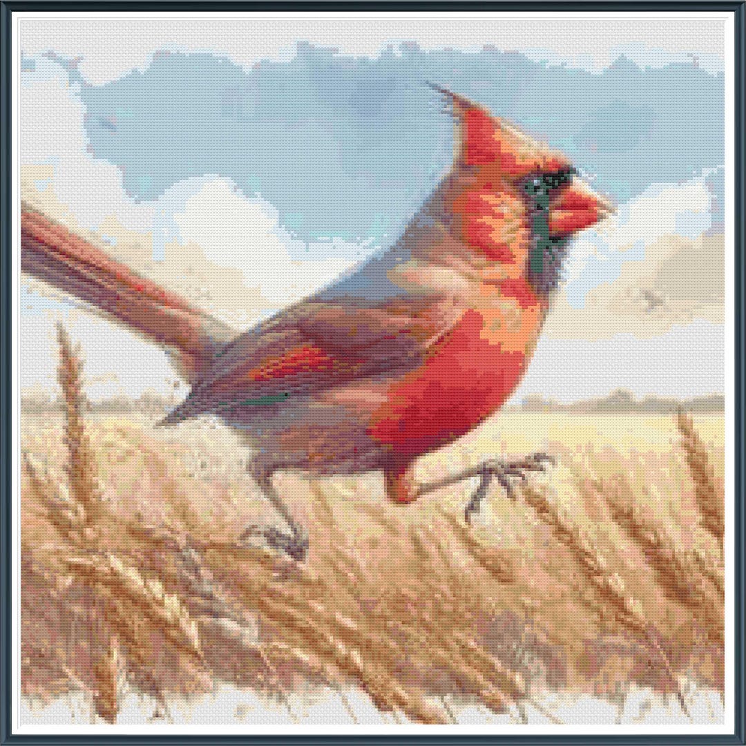 Cardinal in a Field Vol. 1 Cross Stitch Chart - Etsy