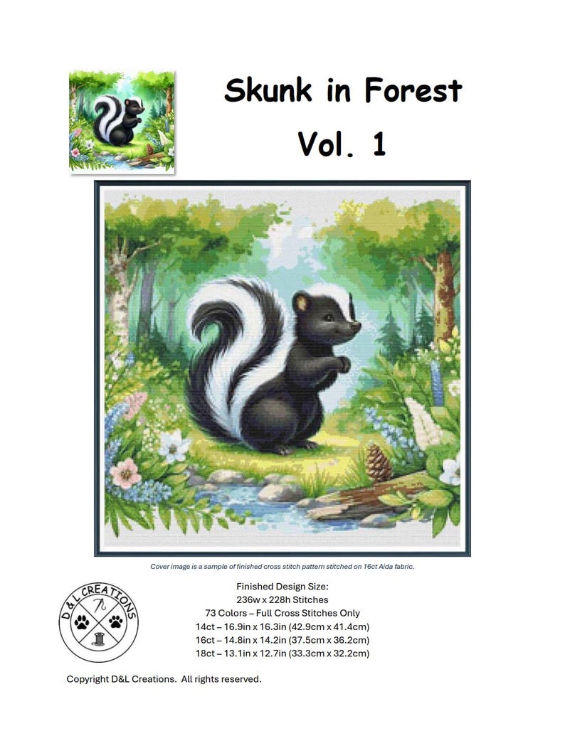 Skunk in Forest Vol. 1 Cross Stitch Chart - Etsy
