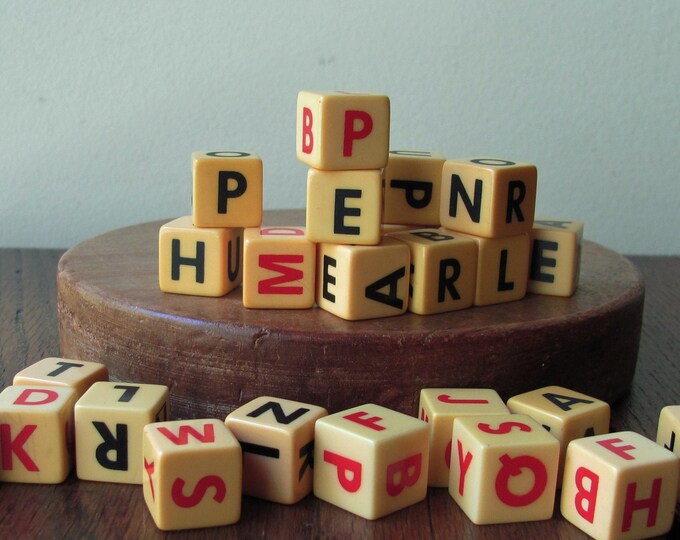 25 Vintage Perquackey Game Dice Letters Full Set 12 More Word Game Dice ...