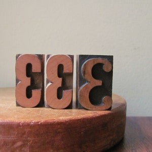 Printers Block Number 3 Letterpress Stamp Wood Block Printing Type ...