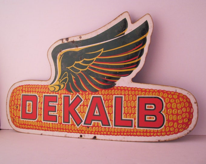 Vintage Metal Dekalb Winged Corn Sign Flying Wings in Farm Cornfield ...
