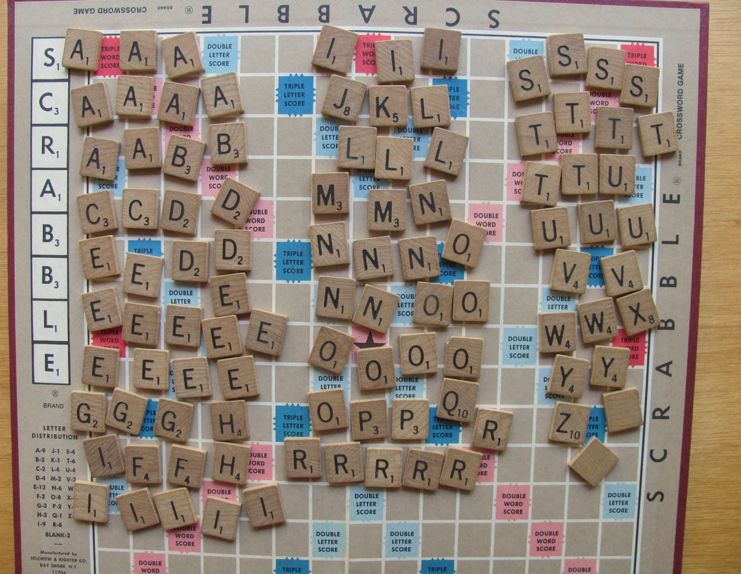 Scrabble Tiles Wood Letters Dark Wooden Game Pieces Alphabet Blocks ...